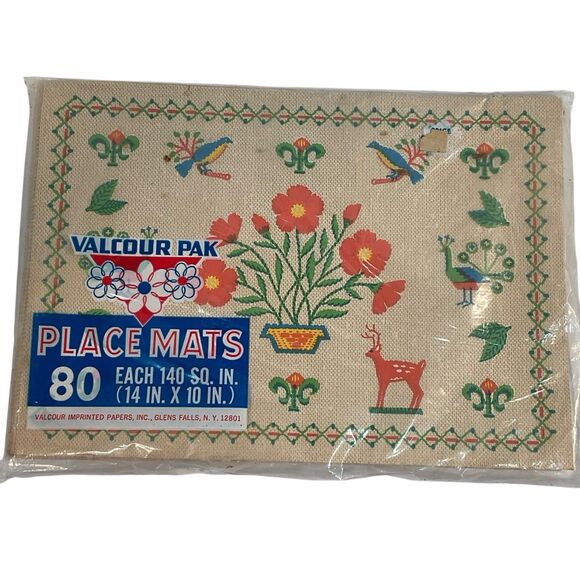 Valcour | Dining | Vintage Valcour Paper Placemats Orange Flower Folk 4 ...